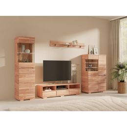 OTTO home Wohnwand &raquo;VETRO: besteht aus 2 Vitrinen, 1 Lowboard & 1 Wandregal, Wohnzimmer.&laquo; 4 Stk. tlg. braun Einheitsgr&ouml;&szlig;e