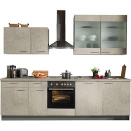 KOCHSTATION K&uuml;che &raquo;Trea&laquo; vormontiert, wahlweise mit E-Ger&auml;ten, Stellbreite 280 cm beige B/H/T: 280cm x 87cm x 58cm,mit E-Ger&auml;ten, Sp&uuml;lenschrank rechts