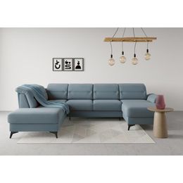 Sit & More sit&more Wohnlandschaft &raquo;Sinatra U-Form&laquo; optional mit Kopfteilverstellung und Armteilfunktion, Metallf&uuml;&szlig;e blau 90% Polyester, 10% Polyamid B/H/T: 