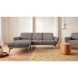 exxpo - sofa fashion Ecksofa &raquo;Palic, inkl. R&uuml;ckenverstellung, bequem, elegant, Breite 245cm, L-Form&laquo; vom Sofa zum Hochlehner. Hohe F&uuml;&szlig;e und Holzblende