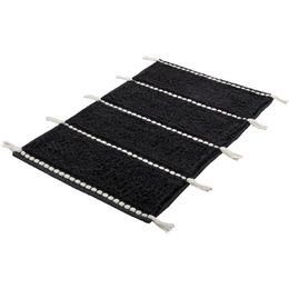Kleine Wolke Badematte &raquo;Travis, Badvorleger, Badezimmer Teppich&laquo; H&ouml;he 14 mm rutschhemmend beschichtet fu&szlig;bodenheizungsgeeignet Badteppich, gestreift mit Quasten, 