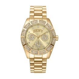 DKNY Damen DKNY Quarzuhr &raquo;Mulit Function Watch&laquo; Armbanduhr, Damenuhr, Edelstahlarmband, analog, Tag gold Einheitsgr&ouml;&szlig;e
