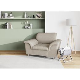 DOMO collection Sessel &raquo;FRANZI zeitlos & elegant, moderne Sitzheftung&laquo; wahlw. mit Kopfteilverstellung, bequeme Armlehnen, chromfarbene F&uuml;&szlig;e braun 100%