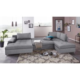 OTTO home Wohnlandschaft &raquo;Labene U-Form&laquo; wahlweise mit Schlaffunktion und Bettkasten grau Struktur fein (95% Polyester, 5% Polyamid);Luxus-Microfaser 