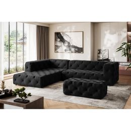 Home Affaire Ecksofa &raquo;FOLLINA&laquo; L-Form, mit klassischer Chesterfield-Knopfheftung schwarz 100% Polyester B/H/T: 325cm x 71cm x 228cm, Samtvelours, 