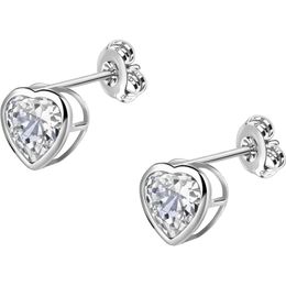 Firetti Damen Paar Ohrstecker &raquo;Schmuck Geschenk Silber 925 Ohrschmuck Ohrringe Herz&laquo; Made in Germany - mit Zirkonia (synth.) silber Silber 925 (