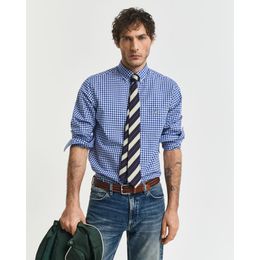 Gant Herren Langarmhemd &raquo;REG POPLIN GINGHAM SHIRT&laquo; mit Logostickerei auf der Brust blau S, N-Gr