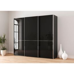 Musterring Schwebet&uuml;renschrank &raquo;Imola W&laquo; inkl. Einlegeb&ouml;den und Kleiderstangen, mit Glast&uuml;ren und Aufleistungen grau Floatglas, Holzwerkstoff B/H/T: 246,3cm x 