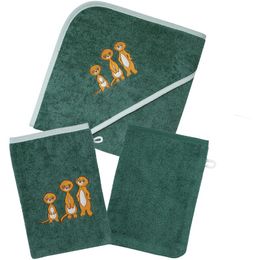 W&ouml;rner Handtuch Set &raquo;Erdm&auml;nnchen pinie Kapuzenbadetuch mit 2 Waschhandschuhen&laquo; mit s&uuml;&szlig;er Stickerei Erdm&auml;nnchen braun Frottier, Obermaterial: 100% Baumwolle 3