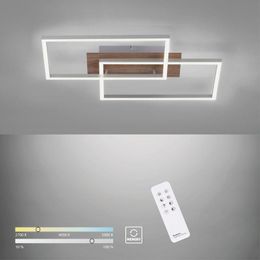 JUST LIGHT LED Deckenleuchte &raquo;IVEN&laquo; LED-Board 1 Stk. warmwei&szlig; - kaltwei&szlig; dimmbar &uuml;ber Fernbedienung braun 2, 1 Stk.