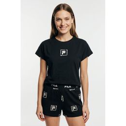 Fila Damen Shorty &raquo;WOMAN JERSEY PYJAMAS&laquo; 2 tlg. mit auff&auml;lligem Logodruck, Rundhalsausschnitt schwarz S