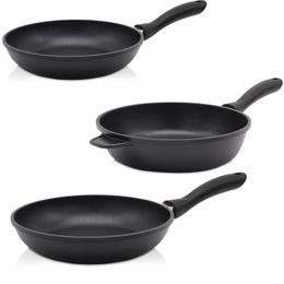 Kr&uuml;ger Pfannen-Set &raquo;Aluguss Pfannenset LEIPZIG, 3 tlg.&laquo; Aluminiumguss Set, 1x Bratpfanne &Oslash; 20 cm, 1x Bratpfanne &Oslash; 28 cm, 1x Schmorpfanne &Oslash; 24 cm, 3 Stk. tlg.