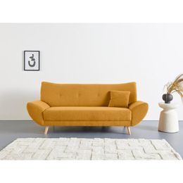Home Affaire 3-Sitzer &raquo;Basta komfortable Wellenunterfederung, Breite 205cm, bodenfrei&laquo; gelb (100% Polyester) Struktur fein (100% Polyester) Chenille B