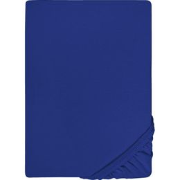 Biberna Spannbettlaken &raquo;Marc&laquo; aus Baumwolle, f&uuml;r Matratzen bis 22 cm H&ouml;he, Bettlaken, Spannbetttuch blau Jersey, Obermaterial: 100% Baumwolle B/L: 200cm, 1 