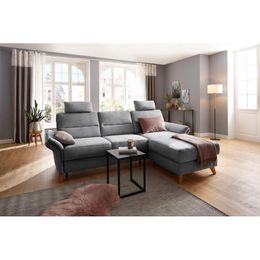 OTTO home Ecksofa &raquo;Westerland L-Form&laquo; Federkern-Polsterung, wahlweise mit Schlaffunktion, Bettkasten grau 100% Polyester B/H/T: 252cm x 90cm x 162cm, 