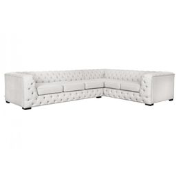 Home Affaire Chesterfield-Sofa &raquo;KALINA L-Form&laquo; hochwertig Chesterfield-Ausf&uuml;hrung beige 100% Polyester B/H/T: 307cm x 67cm x 227cm, Struktur, Ottomane