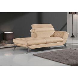 Egoitaliano Recamiere &raquo;Sueli, extravagantes Design und erstklassiger Sitzkomfort&laquo; Solit&auml;rm&ouml;bel, hochwertiger Lederbezug, inklusive Kopfteilverstellung beige Leder
