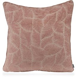 HOCK Dekokissen &raquo;Nelly&laquo; mit Bl&auml;tter-Muster, Kissenh&uuml;lle mit F&uuml;llung, 1 St&uuml;ck rosa Baumwolle, Leinen, Polyacryl, Polyester, Viskose B/L: 60cm x 60cm, 1 Stk.