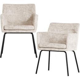 Woood Esszimmerstuhl &raquo;Kam mit Grobstruktur-Velvetbezug und Armlehnen B 56 x T 52 x H 78 cm&laquo; (Set) 2 Stk.Sehr hohe Verschlei&szlig;festigkeit, Tragkraft 150 