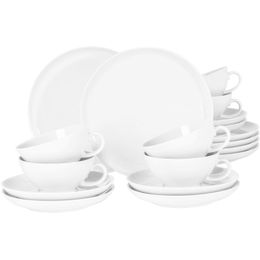 Seltmann Weiden Teeservice &raquo;Geschirr-Set, 18 Teile, Lido Wei&szlig;, rund&laquo; Tassen, Untertassen, Teller, 18 Teile, f&uuml;r 6 Personen, Made in Germany wei&szlig; Porzellan 18 Stk.