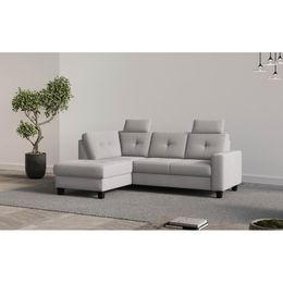 OTTO home Ecksofa &raquo;Varese&laquo; wahlweise mit Schlaffunktion und Bettkasten silber 90% Polyester 10% Polyamid B/H/T: 226cm x 91cm x 170cm, Struktur, 