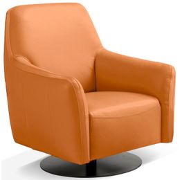 Egoitaliano Sessel &raquo;Felicity Drehsessel mit Wippfunktion, kompakt und bequem, Loungesessel&laquo; Solit&auml;rsessel drehbar mit Wipp-Funktion orange Leder &raquo;BULL&laquo; (echtes 