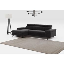 COTTA Ecksofa &raquo;Emma L-Form, B: 267 cm&laquo; mit Kopfteilverstellung, optional Schlaffunktion & Bettkasten schwarz B/H/T: 267cm x 97cm x 165cm, Struktur 