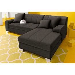 DOMO collection Ecksofa &raquo;TURAH 239x152 cm, inkl. Zierkissen, moderne Steppung&laquo; mit Bettfunktion, Schlafsofa, Unser Dauertiefpreis grau B/H/T: 239cm x 