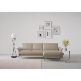 Sit & More sit&more Ecksofa &raquo;Fashion L-Form&laquo; wahlweise mit Kopfteilverstellung, Vorziehsitz, motorisch, Nickelf&uuml;&szlig;e beige B/H/T: 253cm x 84cm x 165cm, Luxus-