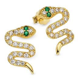 Bruno Banani Damen Paar Ohrstecker &raquo;Schmuck Geschenk Schlangen-Design gelbgoldfarben vergoldet&laquo; mit Zirkonia (synth.) gold Silber 925 (Sterlingsilber)