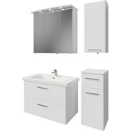 Badm&ouml;bel-Set &raquo;Quickset 316 4-teilig, Keramikwaschtisch mit LED-Spiegelschrank&laquo; 5 Stk. tlg. wei&szlig; Einheitsgr&ouml;&szlig;e