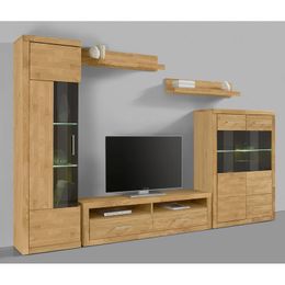 OTTO home Wohnwand &raquo;Ribe: 5teilig, Breite: 280cm,Fronten aus Massivholz,Korpus aus Melamin&laquo; 5 Stk. tlg. braun Holz teilmassiv Einheitsgr&ouml;&szlig;e