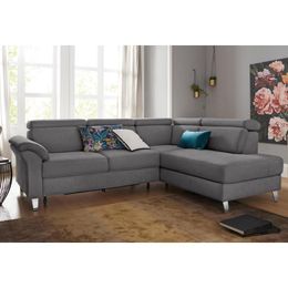 Sit & More sit&more Ecksofa &raquo;Arngast L-Form&laquo; inklusive Kopfteilverstellung und Federkern grau B/H/T: 245cm x 84cm x 194cm, Luxus-Microfaser ALTARA NUBUCK , 