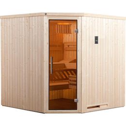 Weka Sauna &raquo;Varberg&laquo; Set, 7,5 kW-Ofen mit digitaler Steuerung beige Saunaofen, externe Steuerung, 7,5 kW