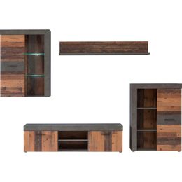 FORTE Wohnwand 4 Stk. tlg. grau B/H/T: 288,6cmcm