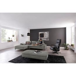 W.Schillig Ecksofa &raquo;valentinoo, Designsofa, bequem, elegant und zeitlos, L-Form&laquo; inklusive Hocker, mit Sitztiefenverstellung, Breite 299 cm grau 