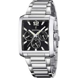 Festina Herren Chronograph Armbanduhr, Quarzuhr, Herrenuhr, Stoppfunktion, Edelstahlarmband silber Einheitsgr&ouml;&szlig;e