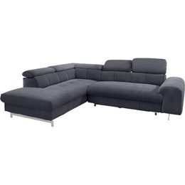 COTTA Ecksofa &raquo;Chef L-Form&laquo; mit Kopfteilverstellung, wahlweise mit Schlaffunktion & Bettkasten grau Chenille (90% Polyester, 10% Polyamid);Struktur (