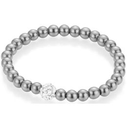 Firetti Damen Armband &raquo;Schmuck Geschenk Armschmuck Armkette Edelstein Farbstein&laquo; mit Edelsteinkugeln, Kristallstein grau 18cm, Materialmix