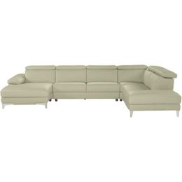 Calia italia Wohnlandschaft &raquo;Nove, mit erstklassigem Sitzkomfort, Kopfteilverstellung&laquo; U-Form, hochwertiger Lederbezug blau B/H/T: 362cm x 80cm x 