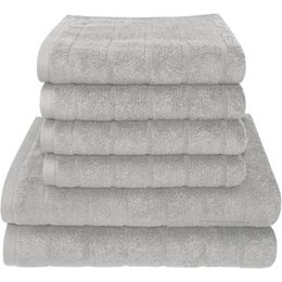 Dyckhoff Handtuch Set &raquo;City Lights&laquo; Set 6 Stk. Walkfrottier 4 Handt&uuml;cher (50x100cm), 2 Duscht&uuml;cher (70x140cm) silber Walkfrottier, Obermaterial: 100% Baumwolle