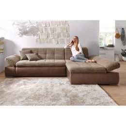 DOMO collection Ecksofa &raquo;MORIC 300x172 cm, XXL-Sofa mit viel Platz, L-Form, auch in Cord&laquo; wahlweise mit Bettfunktion und Armteilverstellung, beige-