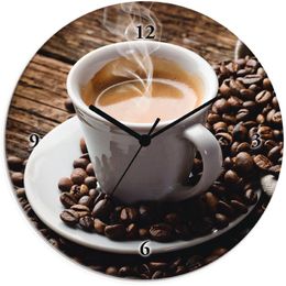 Artland Wanduhr &raquo;Hei&szlig;er Kaffee - dampfender Kaffee&laquo; wahlweise mit Quarz- oder Funkuhrwerk, lautlos ohne Tickger&auml;usche braun &Oslash; 30cm, Funkuhr