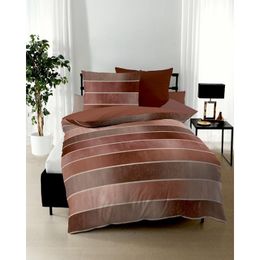Kaeppel Wendebettw&auml;sche &raquo;TIMELESS 100% Baumwolle&laquo; 3 Stk. mit breiten Streifen, Wendeoptik, Markenrei&szlig;verschluss orange Mako-Satin, Obermaterial: 100% 