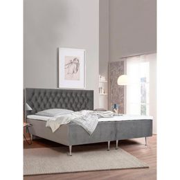 Home Affaire Boxspringbett &raquo;Exclusive&laquo; inkl. Topper, 3 Breiten, 3 H&auml;rtegrad-Ausf&uuml;hrungen grau Samtoptik (100% Polyester) Samtoptik, Liegefl&auml;che B/L: 