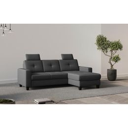 OTTO home Ecksofa &raquo;Varese&laquo; wahlweise mit Schlaffunktion und Bettkasten grau 95%Polyester 5%Polyamid B/H/T: 239cm x 91cm x 164cm, Flachgewebe LINO, 