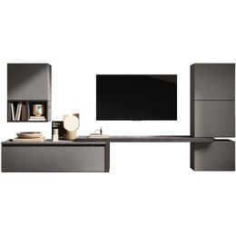 Home Affaire Wohnwand &raquo;Infinity, 7tlg. Breite 290 cm, H&ouml;he variabel, Schrankwand, Anbauwand&laquo; 7 Stk. tlg. grau B/H/T: 290cmcm x 140cmcm x 40cmcm