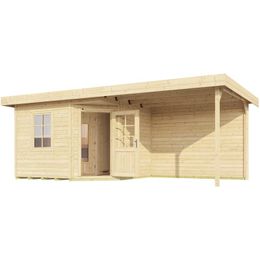 Weka Saunahaus &raquo;SALO 2&laquo; inkl. hochwertiger Elementsauna beige Saunaofen, integrierte Steuerung, 9 kW