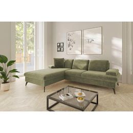 Sit & More sit&more Ecksofa &raquo;Morris Jubi L-Form, B: 247 cm&laquo; mit Armteilfunktion & 1 Zierkissen, optional Schlaffunktion gr&uuml;n 100% Polyester B/H/T: 247cm x 83cm x