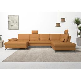 OTTO home Wohnlandschaft &raquo;Costello U-Form, B: 363 cm mit Sitztiefen-, Armteilverstellung &&laquo; 3 Nierenkissen, optional Schlaffunktion & Bettkasten gelb 